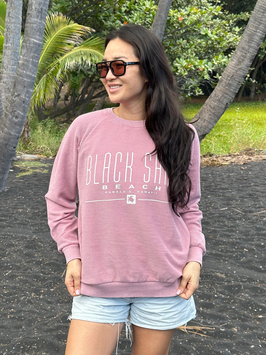 Thinline Ribbed Crewneck Black Sand Beach Pullover - Unisex – Black ...